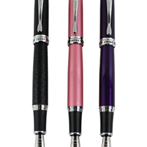 3 PCS Jinhao X750 Fountain Pen Medium 18KGP Nib in 3 Colors(Black, Purple, Pink) with Transparent Pen Pouch