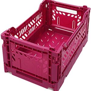 2 x AY-KASA Collapsible Storage Bin Container Basket Tote, Folding Basket Crate Container : Storage, Kitchen, Houseware Utility Basket Tote Crate Mini-Box (Purple)