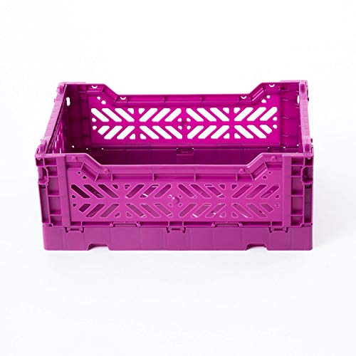 2 x AY-KASA Collapsible Storage Bin Container Basket Tote, Folding Basket Crate Container : Storage, Kitchen, Houseware Utility Basket Tote Crate Mini-Box (Purple)