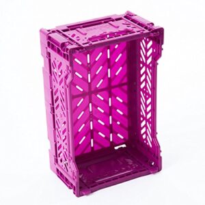 2 x AY-KASA Collapsible Storage Bin Container Basket Tote, Folding Basket Crate Container : Storage, Kitchen, Houseware Utility Basket Tote Crate Mini-Box (Purple)