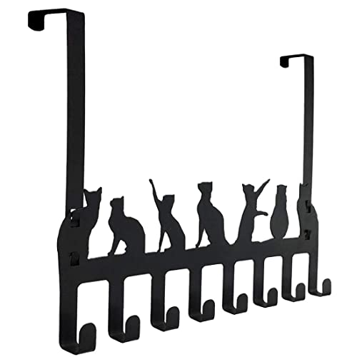 Wintek Over the Door Hook Hanger, Heavy Duty Organizer Rack for Towel, Hat,Hoodies,Coat , Cloth,Bag - 8 Hooks (Black)