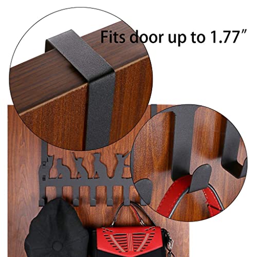 Wintek Over the Door Hook Hanger, Heavy Duty Organizer Rack for Towel, Hat,Hoodies,Coat , Cloth,Bag - 8 Hooks (Black)