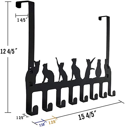 Wintek Over the Door Hook Hanger, Heavy Duty Organizer Rack for Towel, Hat,Hoodies,Coat , Cloth,Bag - 8 Hooks (Black)