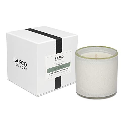 LAFCO New York Classic Candle, Feu de Bois - 6.5 oz - 50-Hour Burn Time - Reusable, Hand Blown Glass Vessel - Made in The USA