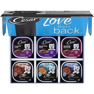 cesar wet dog food home delights & classic loaf in sauce variety pack, (36) 3.5 oz. easy peel trays