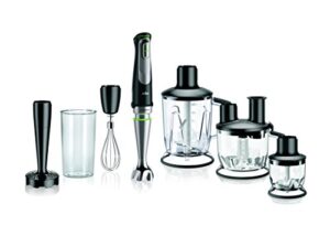 braun multiquick 5-in-1 immersion hand, powerful 700w stainless steel stick blender, variable speed + 6-cup food processor, ice crusher, whisk, beaker, masher, 2.7 x 2.7 x 16.1 inches, black