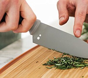 Berghoff Leo Ceramic Coated Non-Stick Small Chefs Knife with Herb Stripper, 14cm, Stainless Steel, Grey, 6 x 26.5 x 2 cm