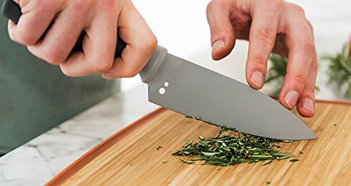 Berghoff Leo Ceramic Coated Non-Stick Small Chefs Knife with Herb Stripper, 14cm, Stainless Steel, Grey, 6 x 26.5 x 2 cm