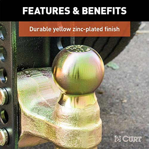 CURT 45923 Replacement Dual-Ball for Adjustable Trailer Hitch Ball Mount #45902 or #45927, YELLOW ZINC