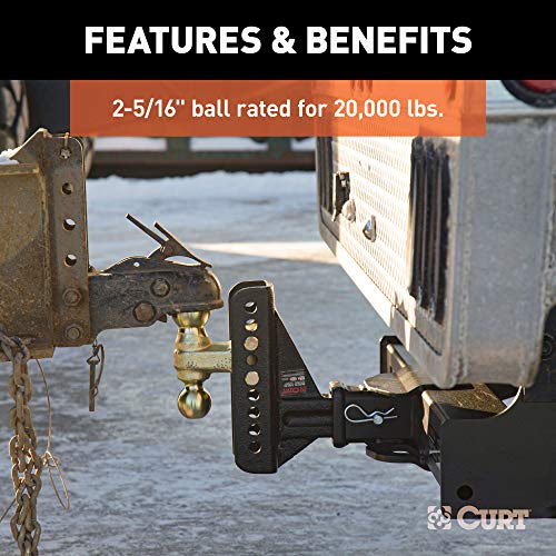 CURT 45923 Replacement Dual-Ball for Adjustable Trailer Hitch Ball Mount #45902 or #45927, YELLOW ZINC