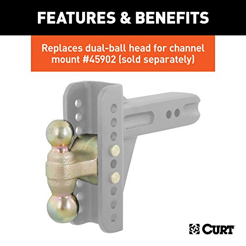 CURT 45923 Replacement Dual-Ball for Adjustable Trailer Hitch Ball Mount #45902 or #45927, YELLOW ZINC