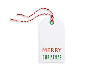 kraft tags for gift wrapping and labeling (christmas on white kraft 25 pcs - red/white baker's twine)