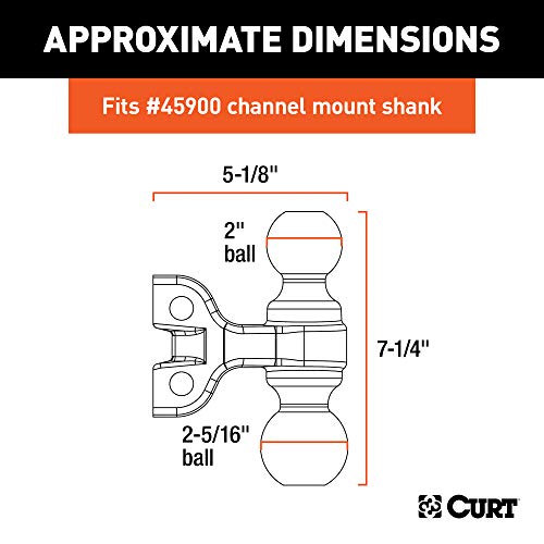 CURT 45912 Replacement Dual-Ball for Adjustable Trailer Hitch Ball Mount 45900 or 45926 , Gold