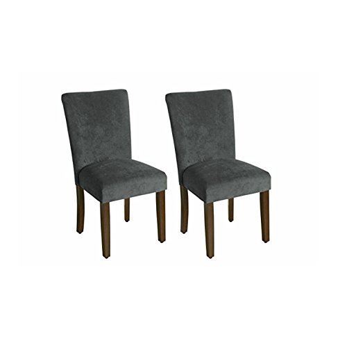 HomePop Parsons Classic Upholstered Accent Dining Chair, Pack of 2, Dark Grey Velvet