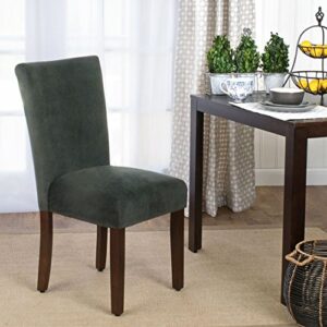 HomePop Parsons Classic Upholstered Accent Dining Chair, Pack of 2, Dark Grey Velvet