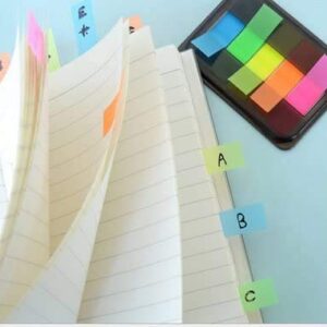 iMagitek 3 Sheet Neon Index Tabs Flags Page Markers Sticky Notes with Box, Translucent Book/Page Marker Stationery Strips, 300 Pieces