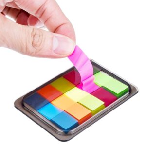 iMagitek 3 Sheet Neon Index Tabs Flags Page Markers Sticky Notes with Box, Translucent Book/Page Marker Stationery Strips, 300 Pieces