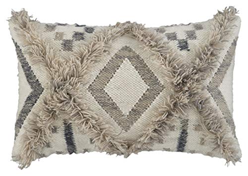 Signature Design by Ashley Liviah Boho Farmhouse Throw Pillow, 22 x 14 Inches, Beige and Gray