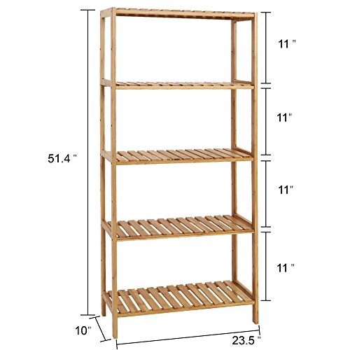 Peach Tree Bamboo Rack Multifunctional Bathroom Kitchen Living Room Holder Plant Flower Stand Utility Storage Shelf (5-Tier)