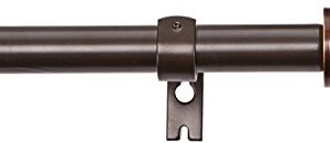 Amazon Basics 1" Curtain Rod with Cap Finials, 72" to 144" and Amazon Basics 1" Curtain Clip Ring, Set of 7, Espresso (Dark Bronze)