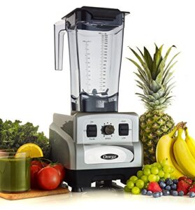 omega om6560s blender powerful 3 peak hp features easy to use toggle controls plus dial speed control with 10 variable speeds includes pulse and stainless steel blade, silver