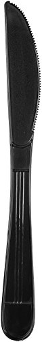 Amazon Basics Plastic Cutlery Knife, Heavy-Weight, Black, 1000 Knives