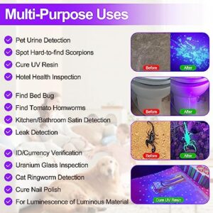 Vansky Black Light UV Flashlight Blacklight 12 LED Urine Detector for Dog/Cat/Pet Urine & Dry Stains and Bed Bug On Carpets/Rugs/Floor,Matching with Pet Odor Eliminator