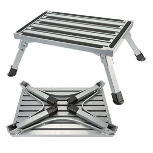 anordsem step stool folding aluminum rv step platform with anti-slip surface sturdy lightweight maximum load is 550 lb perfect as rv motorhome trailer suv camper extra step