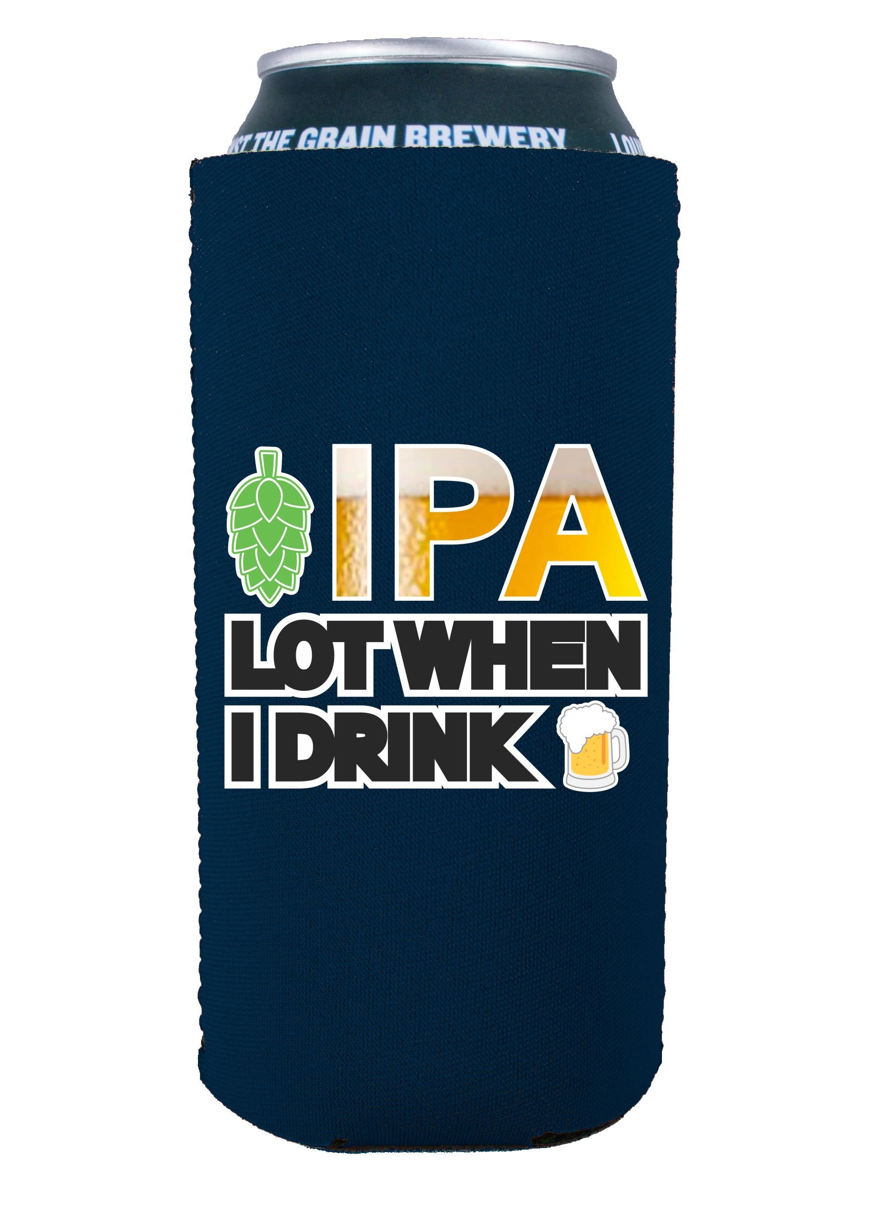 IPA Lot When I Drink Beer 16 oz. Can Coolie (1, Navy)