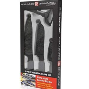 Miracle Blade IV World Class Professional Series Black 7-piece Ceramic Knife Set - Sharpest Knives Never Lose their Precision Cut: Never Dulls & Won't Rust or Stain.