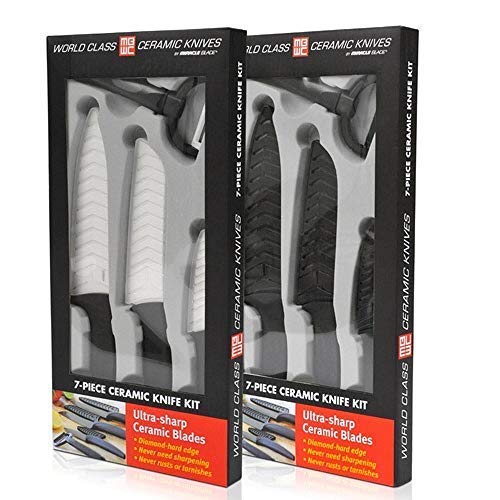 Miracle Blade IV World Class Professional Series Black 7-piece Ceramic Knife Set - Sharpest Knives Never Lose their Precision Cut: Never Dulls & Won't Rust or Stain.