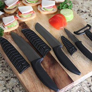 Miracle Blade IV World Class Professional Series Black 7-piece Ceramic Knife Set - Sharpest Knives Never Lose their Precision Cut: Never Dulls & Won't Rust or Stain.