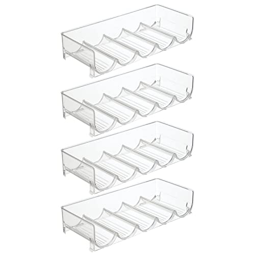 mDesign Plastic Free-Standing Water Bottle and Wine Rack Storage Organizer for Kitchen Countertops, Table Top, Pantry, Fridge - Stackable - Holds 5 Bottles Each, 4 Pack - Clear