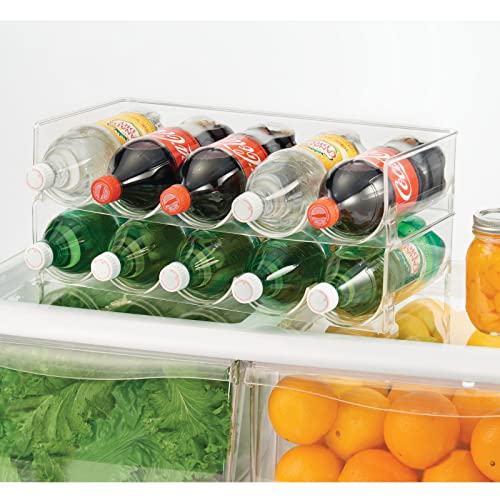 mDesign Plastic Free-Standing Water Bottle and Wine Rack Storage Organizer for Kitchen Countertops, Table Top, Pantry, Fridge - Stackable - Holds 5 Bottles Each, 4 Pack - Clear