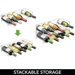 mDesign Plastic Free-Standing Water Bottle and Wine Rack Storage Organizer for Kitchen Countertops, Table Top, Pantry, Fridge - Stackable - Holds 5 Bottles Each, 4 Pack - Clear