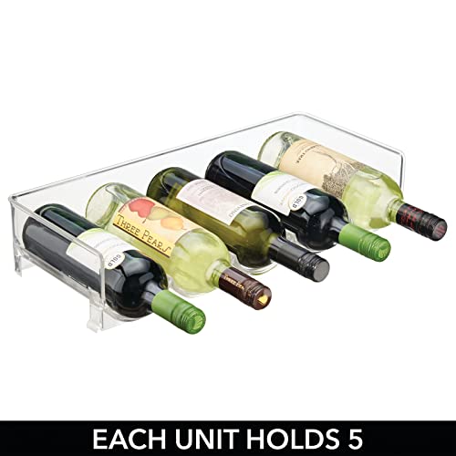 mDesign Plastic Free-Standing Water Bottle and Wine Rack Storage Organizer for Kitchen Countertops, Table Top, Pantry, Fridge - Stackable - Holds 5 Bottles Each, 4 Pack - Clear