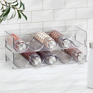 mDesign Plastic Free-Standing Water Bottle and Wine Rack Storage Organizer for Kitchen Countertops, Table Top, Pantry, Fridge - Stackable - Holds 5 Bottles Each, 4 Pack - Clear