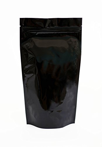 Black Mylar Stand Up Bags Pouches with Zipper 6.5 X 11.5 X 3.5 inches (16 Oz) 100 pcs