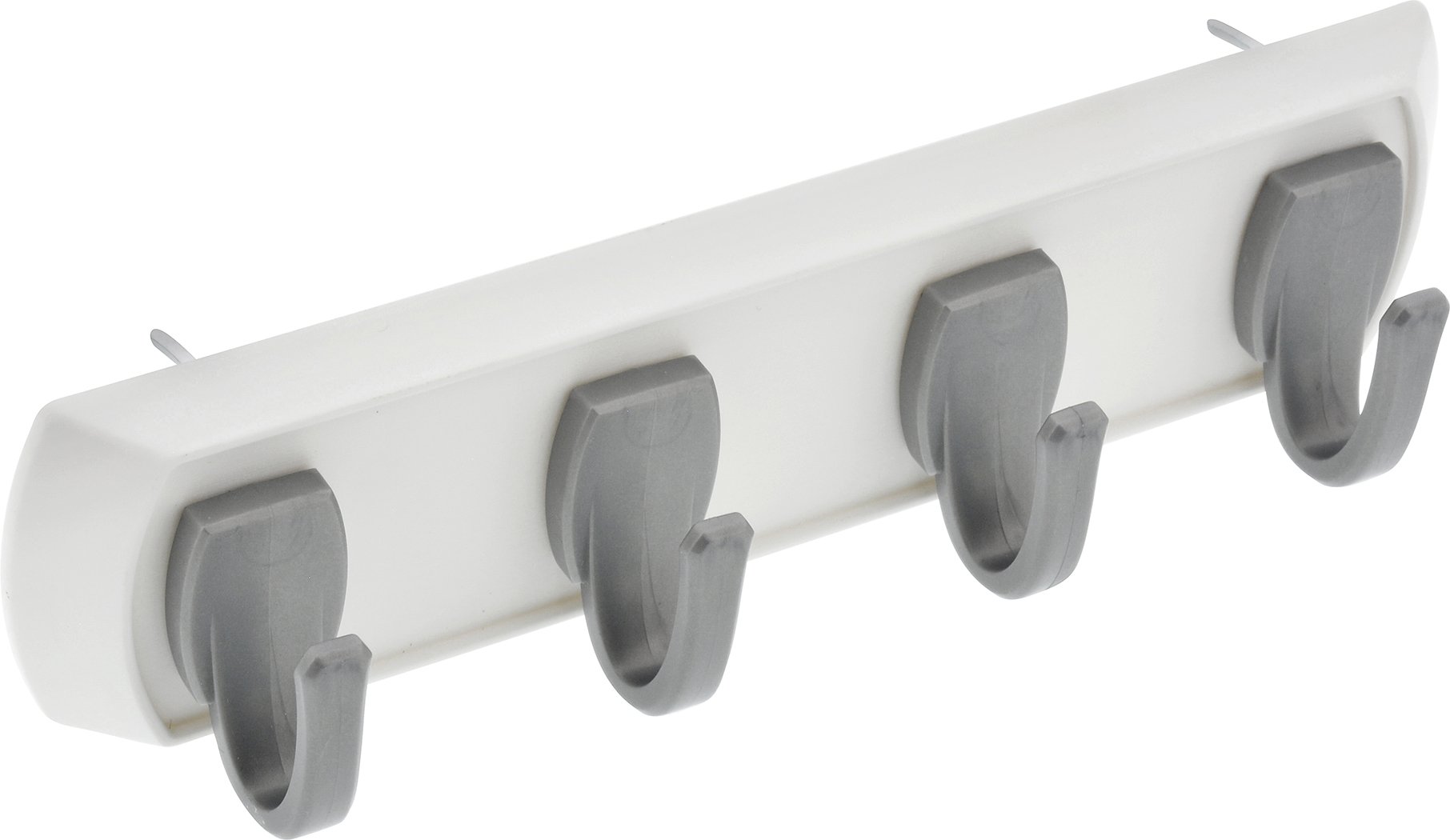 HIGH & MIGHTY 515305 Key Rail Organizer Hook Rail, Easy Tool-Free Dry Wall Installation, Holds up to 5lbs, Small, White & Silver