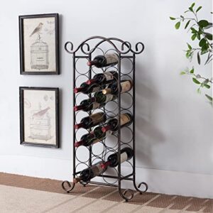 kings brand furniture - brushed copper floor freestanding metal wine rack, wine bottle holder stands - holds up to 21 bottles