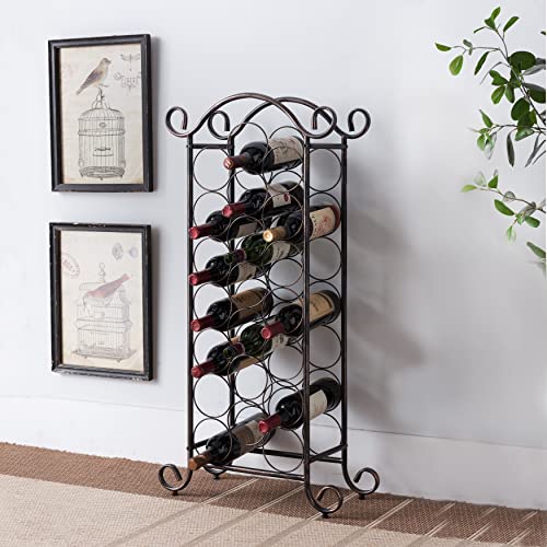 Kings Brand Furniture - Brushed Copper Floor Freestanding Metal Wine Rack, Wine Bottle Holder Stands - Holds up to 21 Bottles