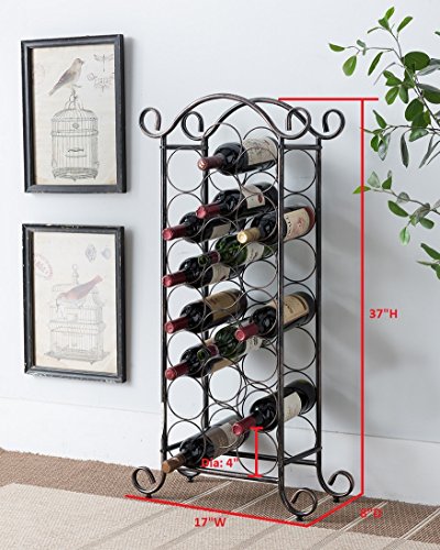 Kings Brand Furniture - Brushed Copper Floor Freestanding Metal Wine Rack, Wine Bottle Holder Stands - Holds up to 21 Bottles