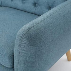 Christopher Knight Home Bernice Mid-Century Modern Tufted Fabric Sofa, Blue / Natural