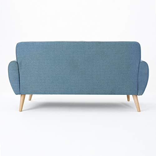 Christopher Knight Home Bernice Mid-Century Modern Tufted Fabric Sofa, Blue / Natural