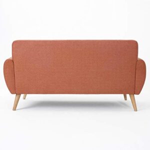 Christopher Knight Home Josephine Mid-Century Modern Petite Fabric Sofa, Burnt Orange / Natural