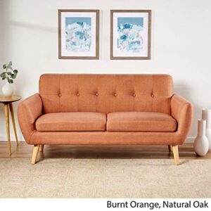 Christopher Knight Home Josephine Mid-Century Modern Petite Fabric Sofa, Burnt Orange / Natural