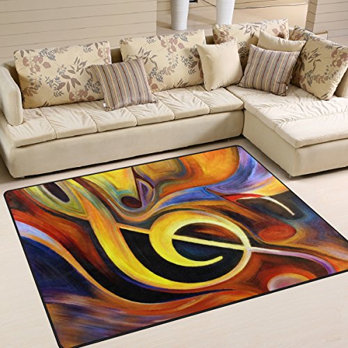 My Little Nest Flowing Melody and Music Note Area Rug 4'10" x 6'8" Lightweight Modern Floor Mat Non-Slip Indoor Outdoor Decor Soft Carpet for Bedroom Living Dining Room