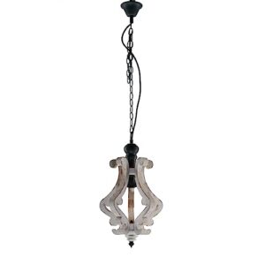 A&B Home DS35539 Harper 1-Light Wood & Metal Chandelier, 12.5" x 12.5" x 21"