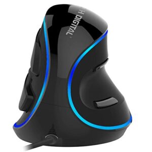 j-tech digital wired ergonomic vertical usb mouse with adjustable sensitivity (600/1000/1600 dpi), scroll endurance, removable palm rest & thumb buttons [v628]