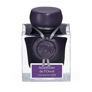 j. herbin 1798 anniversary inks - silver sheen 50 ml bottled - amethyste de l'oural (rich deep purple ink)